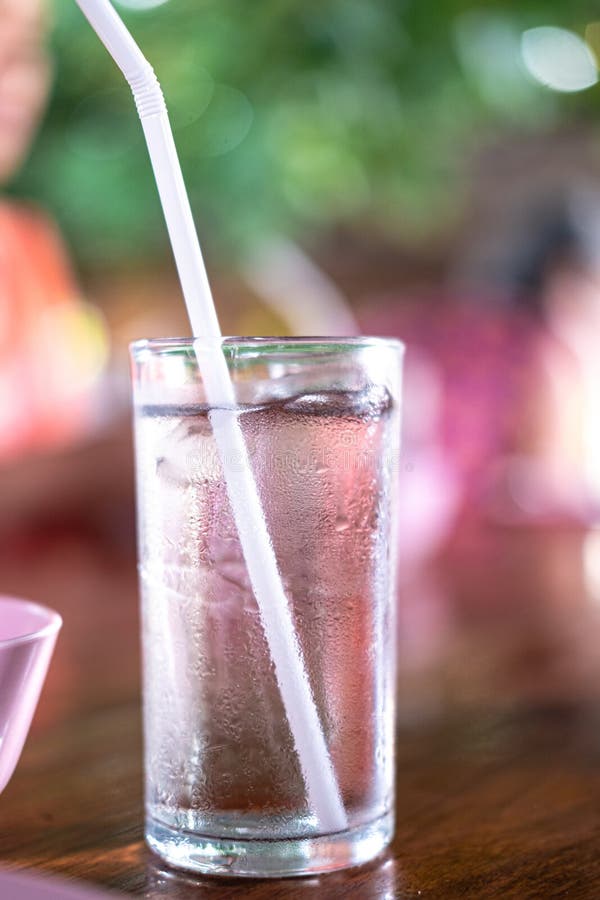 Glass of Cold Water with Ice and Straw Stock Image - Image of dining ...