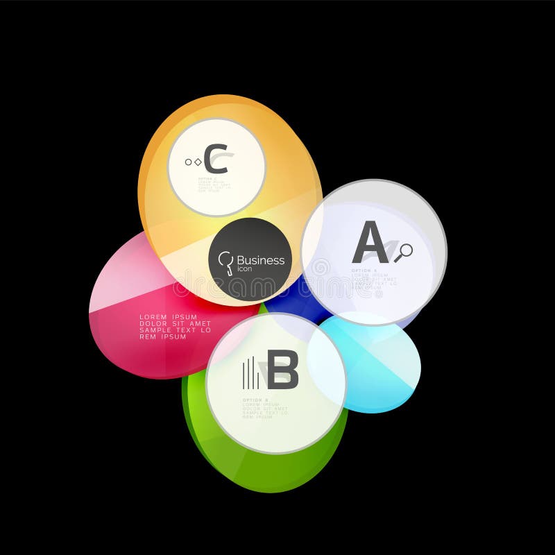 Glass Color Circles Infographic Elements On Black Stock Vector Illustration Of Black