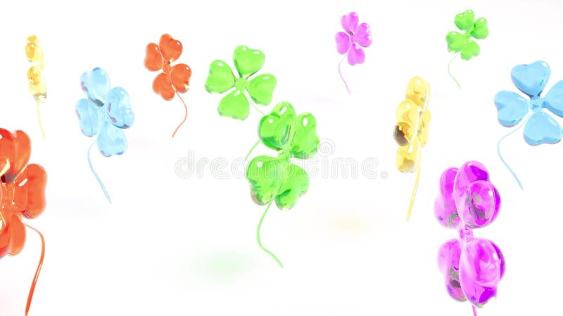 Glass Color Clover on White Back 3d Stock Illustration - Illustration ...