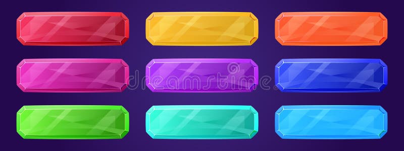 Glass Color Rectangular Buttons for Game Stock Vector - Illustration of ...