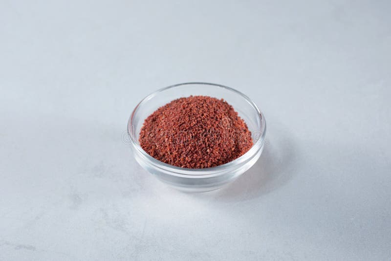 Glass Condiment Cup of Ground Sumac Stock Image - Image of marinade ...