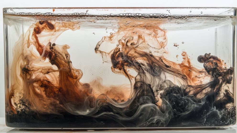 Glass Container Holds Liquid and Substance, Showcasing a Simple yet ...