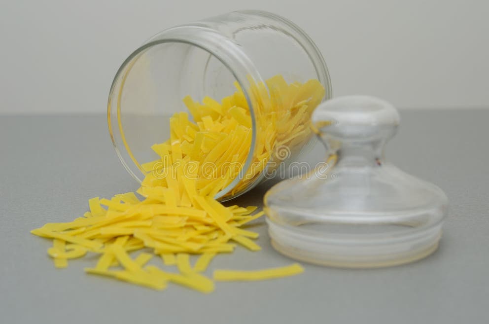 Glass Container with Macaroni on the Gray Table Stock Image - Image of ...