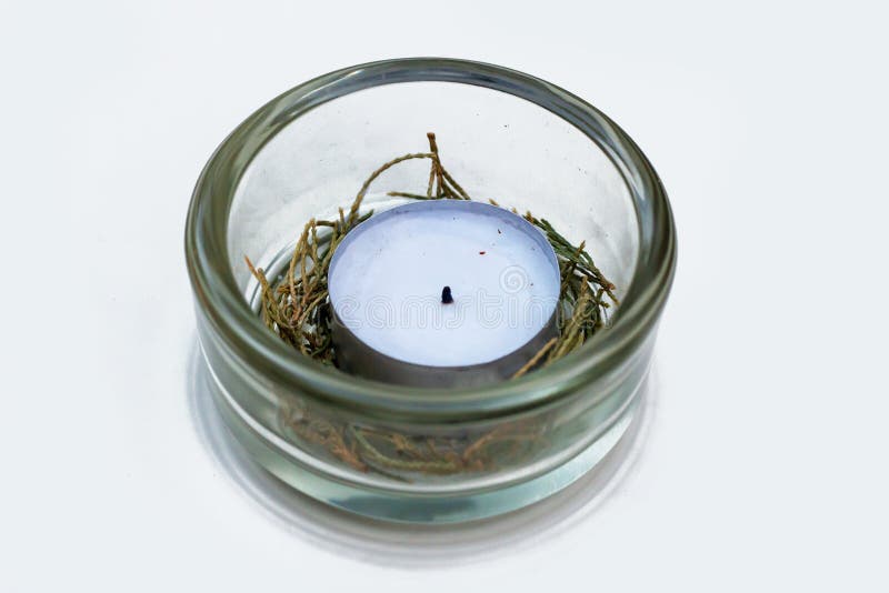 Glass Container with a Small Candle for Decorative Use Inside and To ...