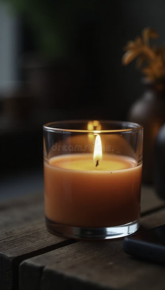 Glass Container beside a Softly Burning Flame, Warmth, Glass, Wood ...