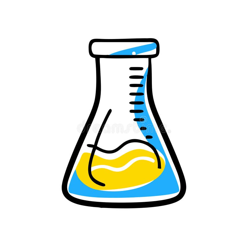 A Glass Beaker with a Yellow Liquid Inside Stock Photo - Illustration ...