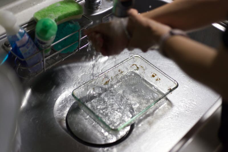 Glass Cookware Being Washed Stock Photo - Image of washing, dishes ...