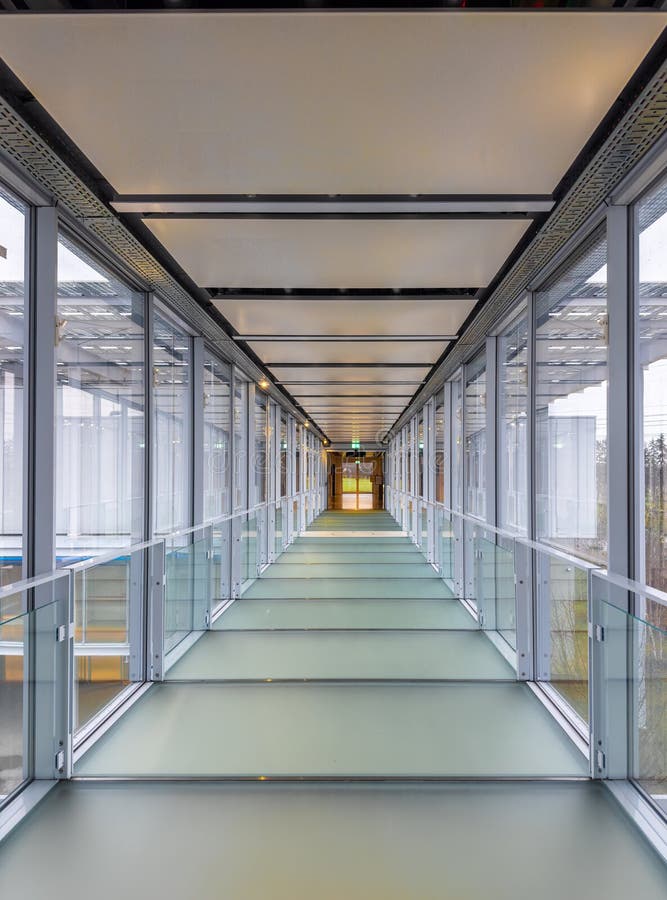 Glass Corridor of a Modern Building Stock Photo - Image of architecture ...