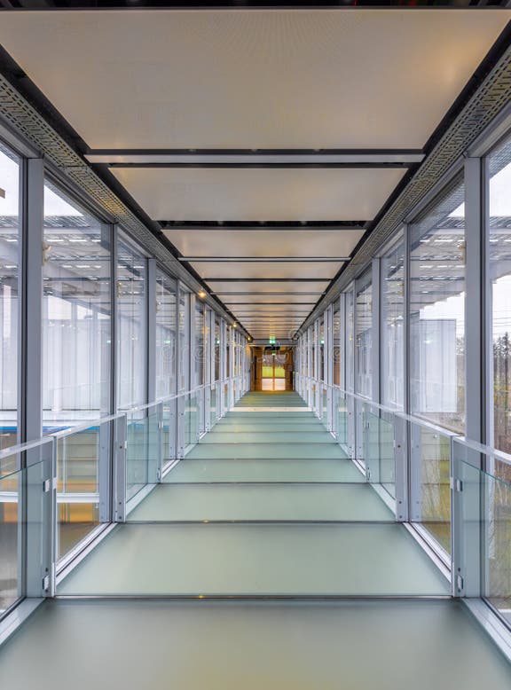 Glass Corridor of a Modern Building Stock Photo - Image of architecture ...