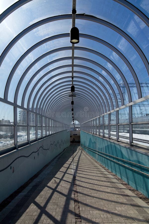 Glass Covered Walkway To Underpass. Stock Photo - Image of walkway ...