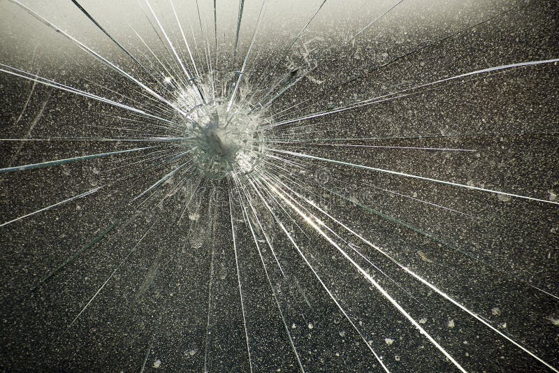 Glass With Cracks From Point Impact Stock Photo - Image of hole, frame ...