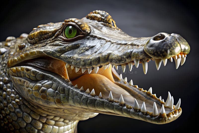 Glass Crocodile Head with Gleaming Teeth and Scaly Texture – Hyper ...