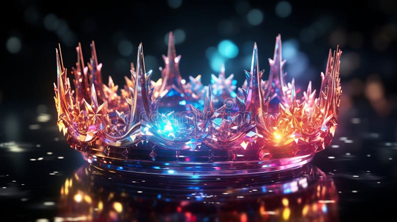 Glass Crown Glowing in Different Colors, Generative AI Stock ...