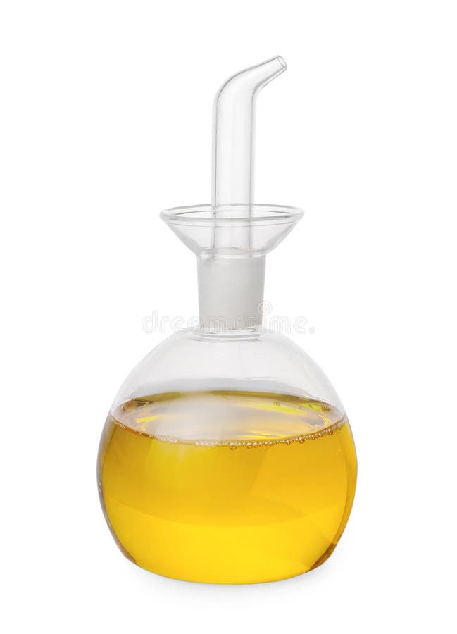 Glass Cruet of Cooking Oil Isolated on White Stock Image - Image of ...