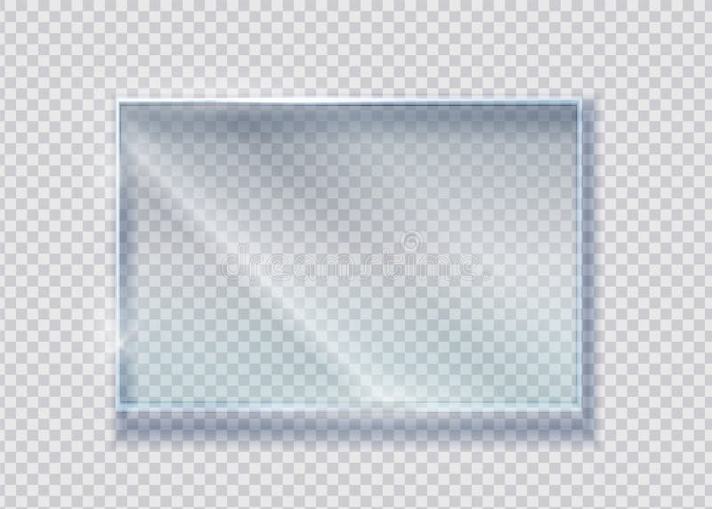 Glass Crystal Banner. Vector Realistic Clear Rectangle Clear Window ...