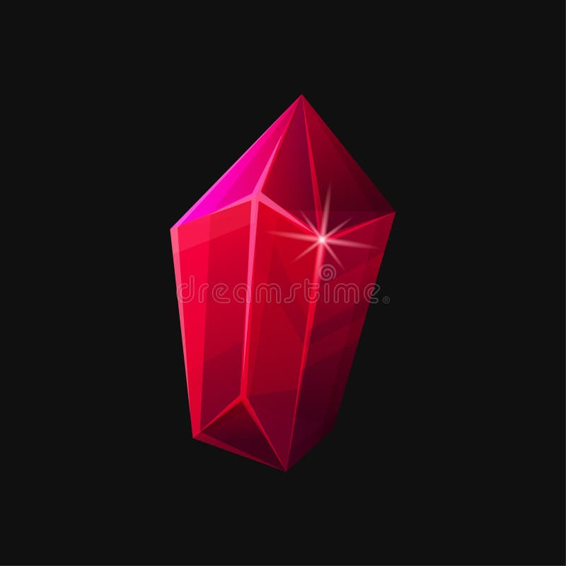 Glass Crystal on Black Background. Red Gem Vector Stock Illustration ...