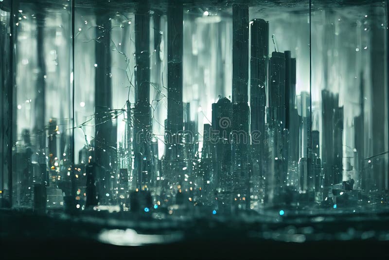 Glass and Crystal Modular Skyline City Architecture, Generative Ai ...