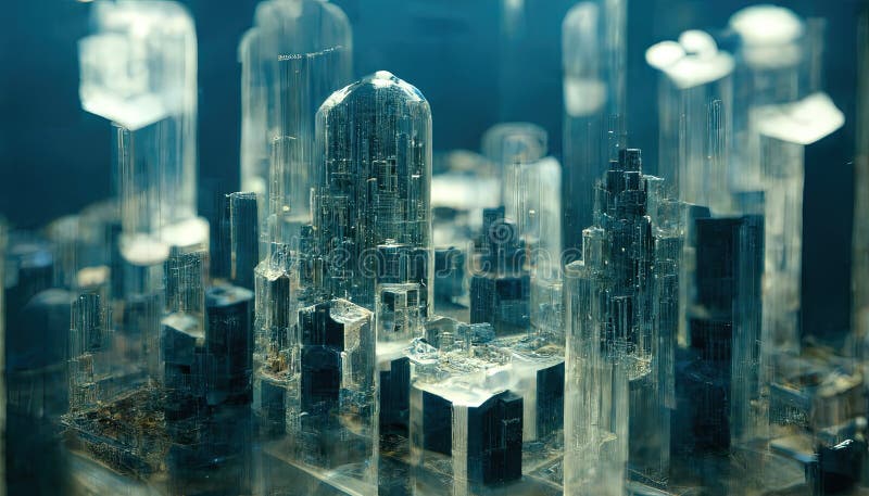 Glass and Crystal Modular Skyline City Architecture, Generative Ai ...