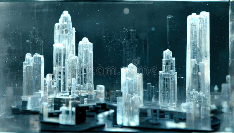 Glass and Crystal Modular Skyline City Architecture, Generative Ai ...