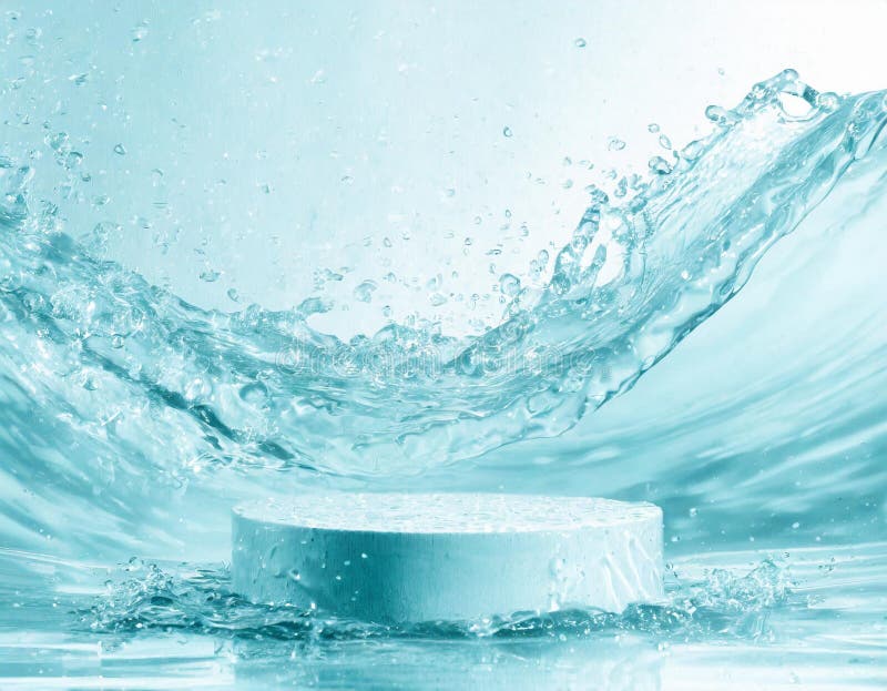 Glass Crystal Podium with Water Splash, Product Presentation Stock ...