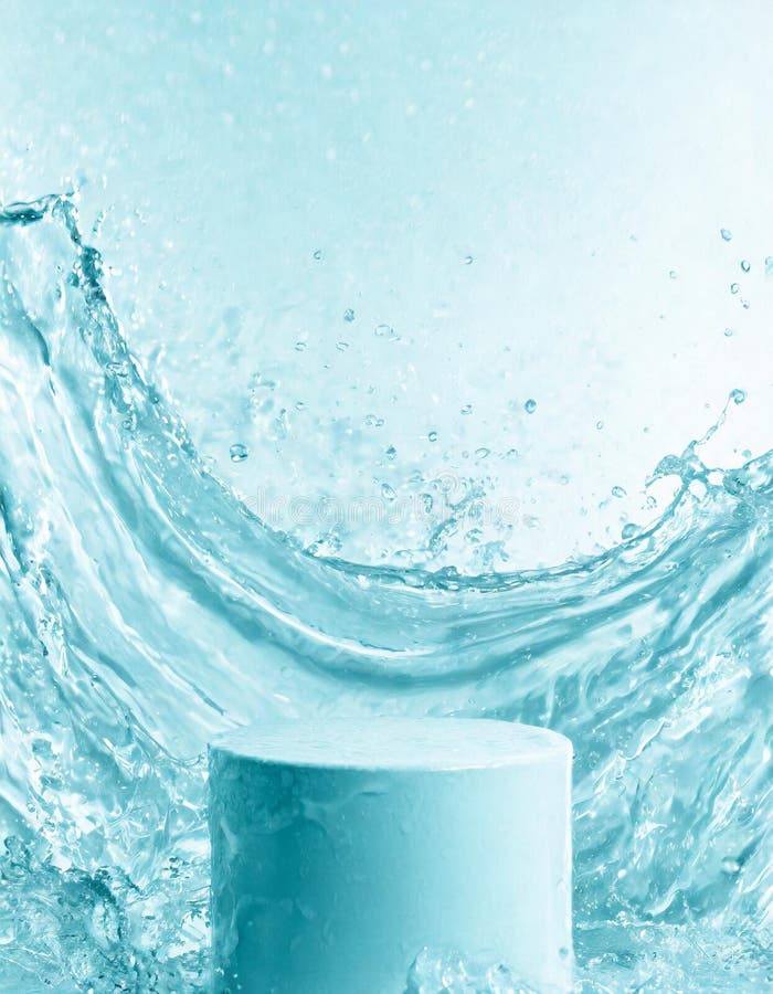 Glass Crystal Podium with Water Splash, Product Presentation Stock ...