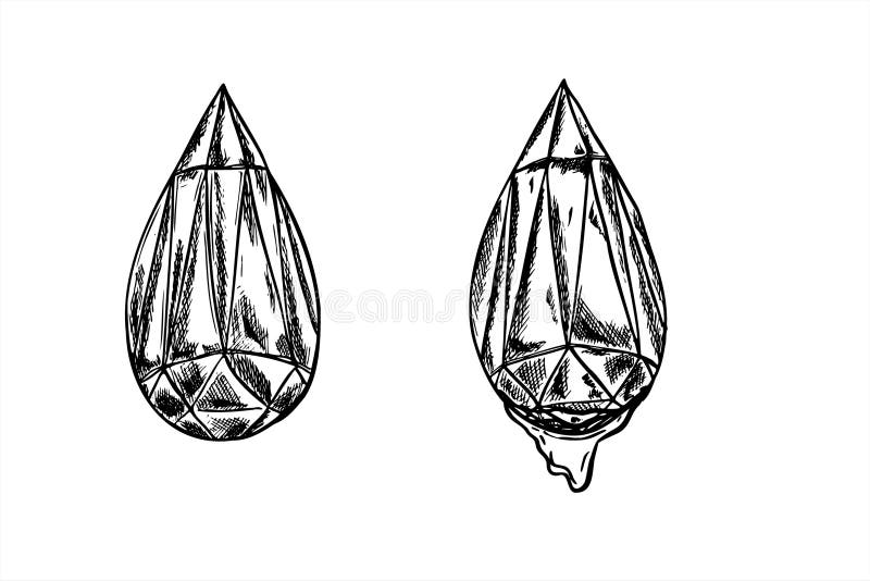 Glass Crystal Reflecting Light Vector Isolated Ink Illustration ...