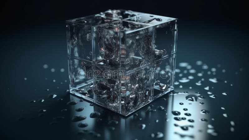 A Glass Cube Filled with Various Small Objects. Generative Ai Stock ...
