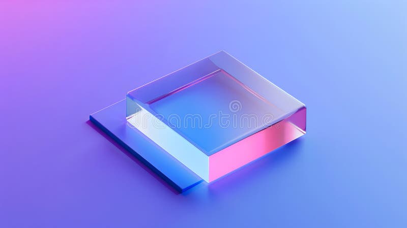 Glass Cube with Gradient Lighting on Pastel Background Stock Photo ...
