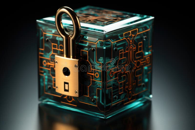 A Glass Cube with a Lock on Top of it. Cyber Security To Safeguard ...