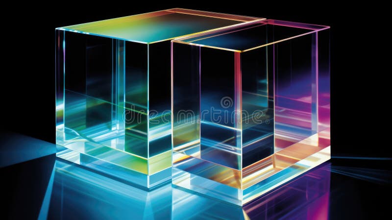 Glass Cube with Reflection on Black Surface. Versatile Image Suitable ...