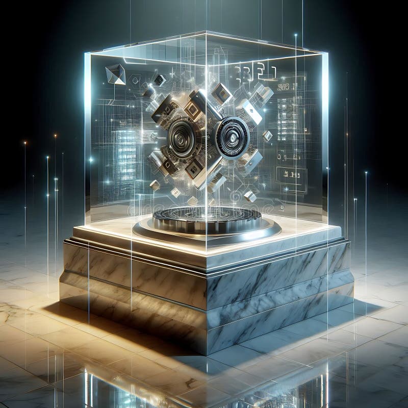 Glass Cube with Rotating Parts, Futuristic Minimal Style Stock Image - Image of geometry ...