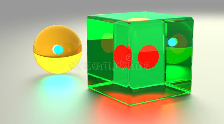 Glass cube and sphere stock illustration. Illustration of cube - 89695970