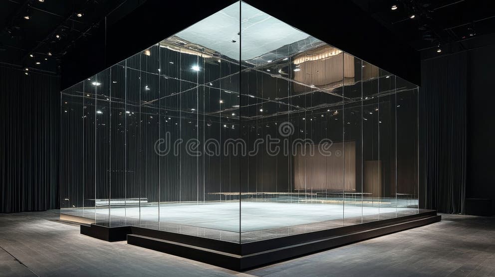 Glass Cube Stage Modern Theater Installation Design Stock Illustration ...
