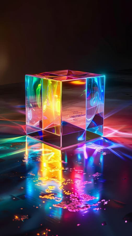 Illuminated Glass Cube Light Installation Art Stock Photos - Free ...