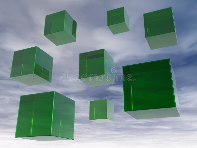 Glass cubes stock illustration. Illustration of green - 12177113