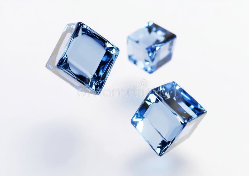 Glass Cubes or Blocks with Blue Light Refraction, Crystal Square Boxes ...
