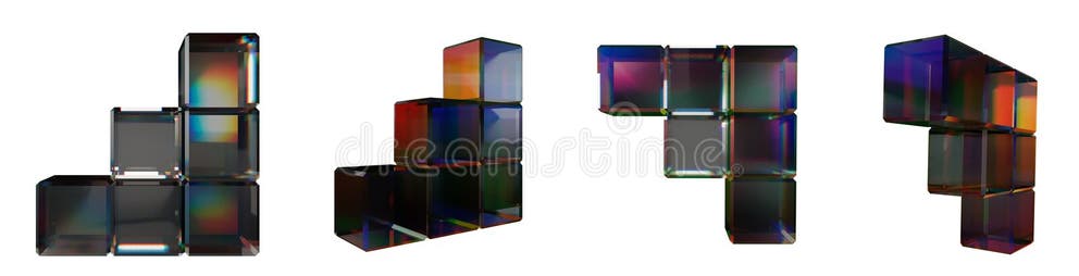 Glass Cubes with Diffused Light Effect on White Background. Modern and ...