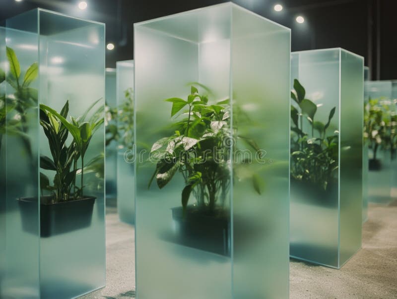Glass Cubes with Plants stock image. Image of home, glass - 379823977
