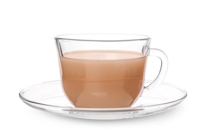Glass Cup of Aromatic Tea with Milk on White Background Stock Image ...