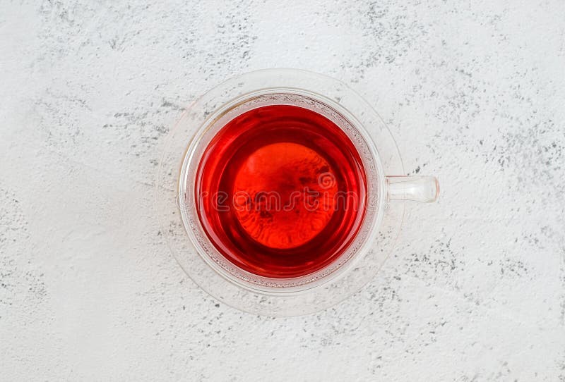 Glass Cup of Black Tea Top View Stock Image - Image of background, grey ...