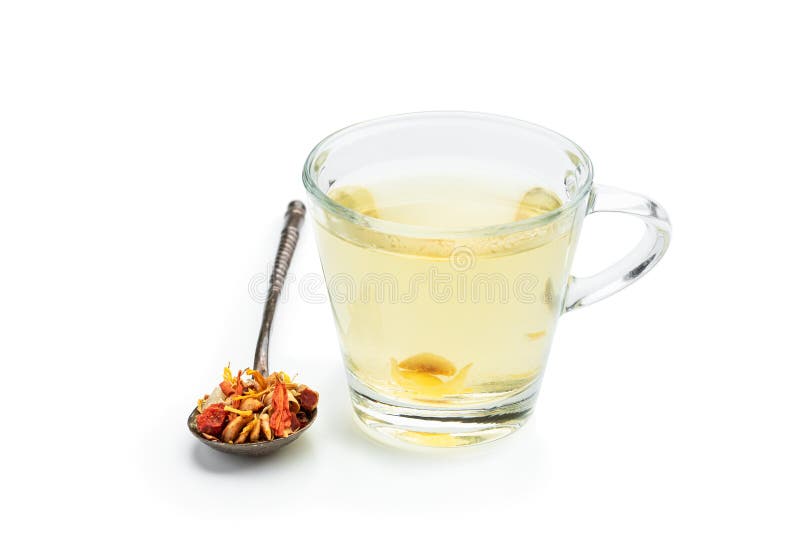 Glass Cup with Citrus Tea Isolated on White Stock Image - Image of ...