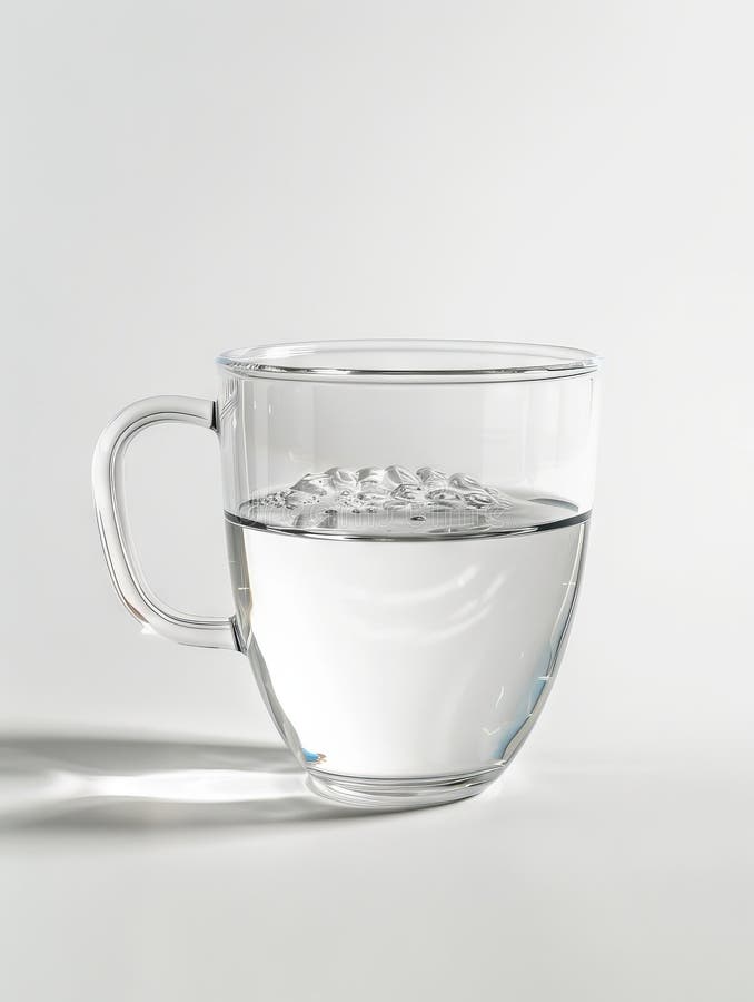 A Glass Cup Filled with Water on a White Surface Stock Image - Image of ...