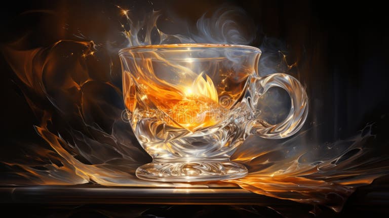 A Glass Cup with a Flame Inside Stock Illustration - Illustration of ...