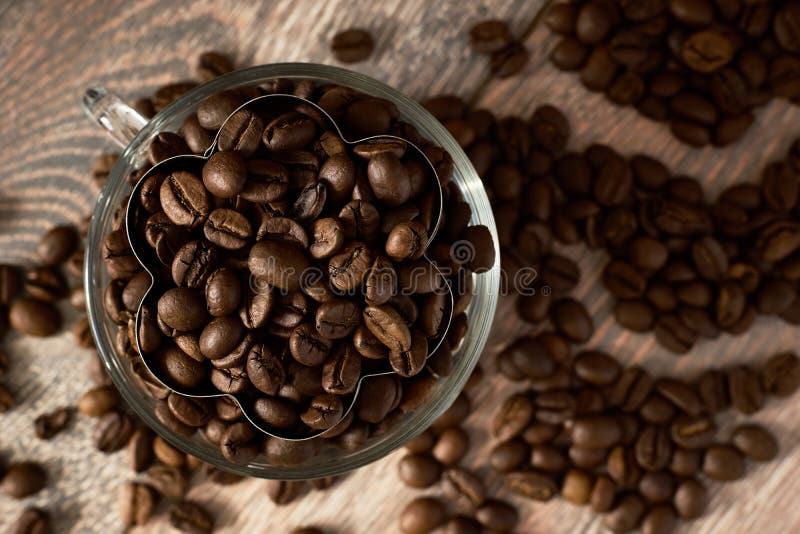 Glass Cup Full of Coffee Beans Stock Image - Image of tradition, energy ...