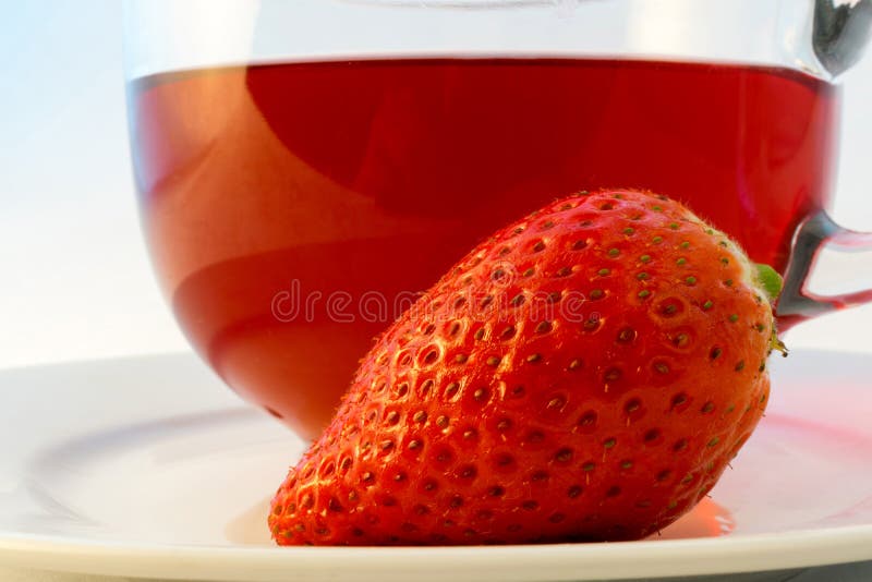 Glass Cup of Hot Aromatic Red Tea with Strawberry Stock Image - Image ...