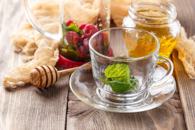 Tea with Mint and Raspberry Stock Image - Image of delicious ...