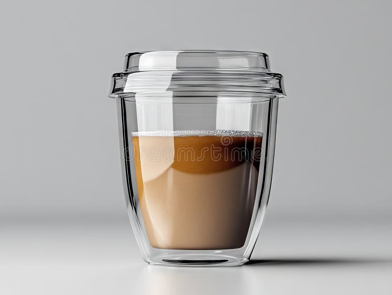 A Glass Cup with a Lid Sitting on a Table Stock Photo - Image of ...