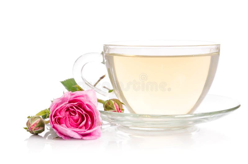 Glass cup of Tea with rose stock image. Image of petal - 119692875