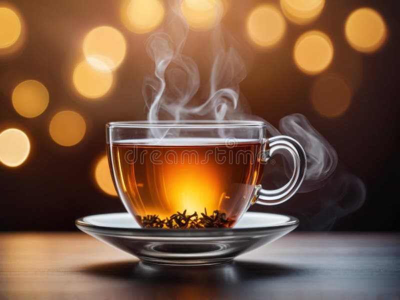 A Glass Cup of Tea with Steam Rising from it. Stock Photo - Image of ...