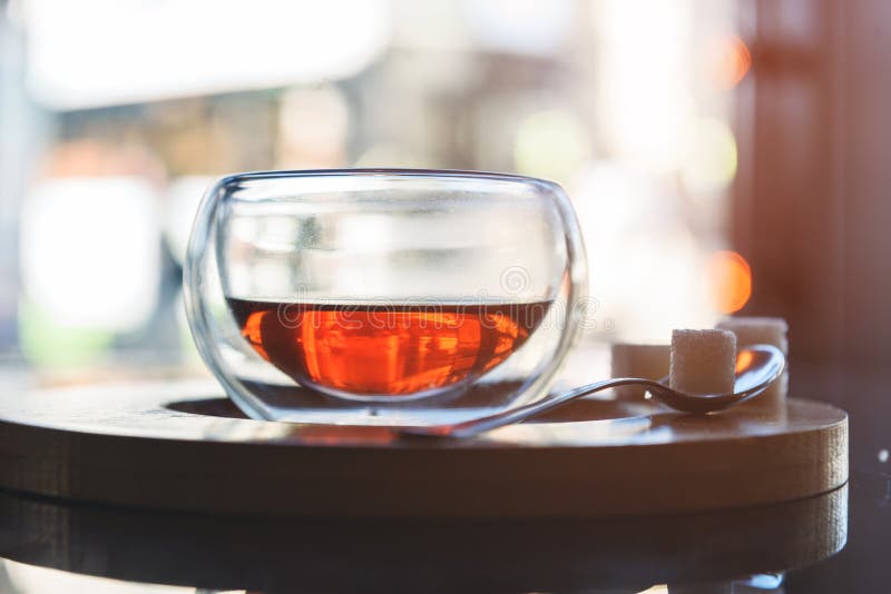 Glass Cup of Tea on the Table in the Cafe Stock Image - Image of ...